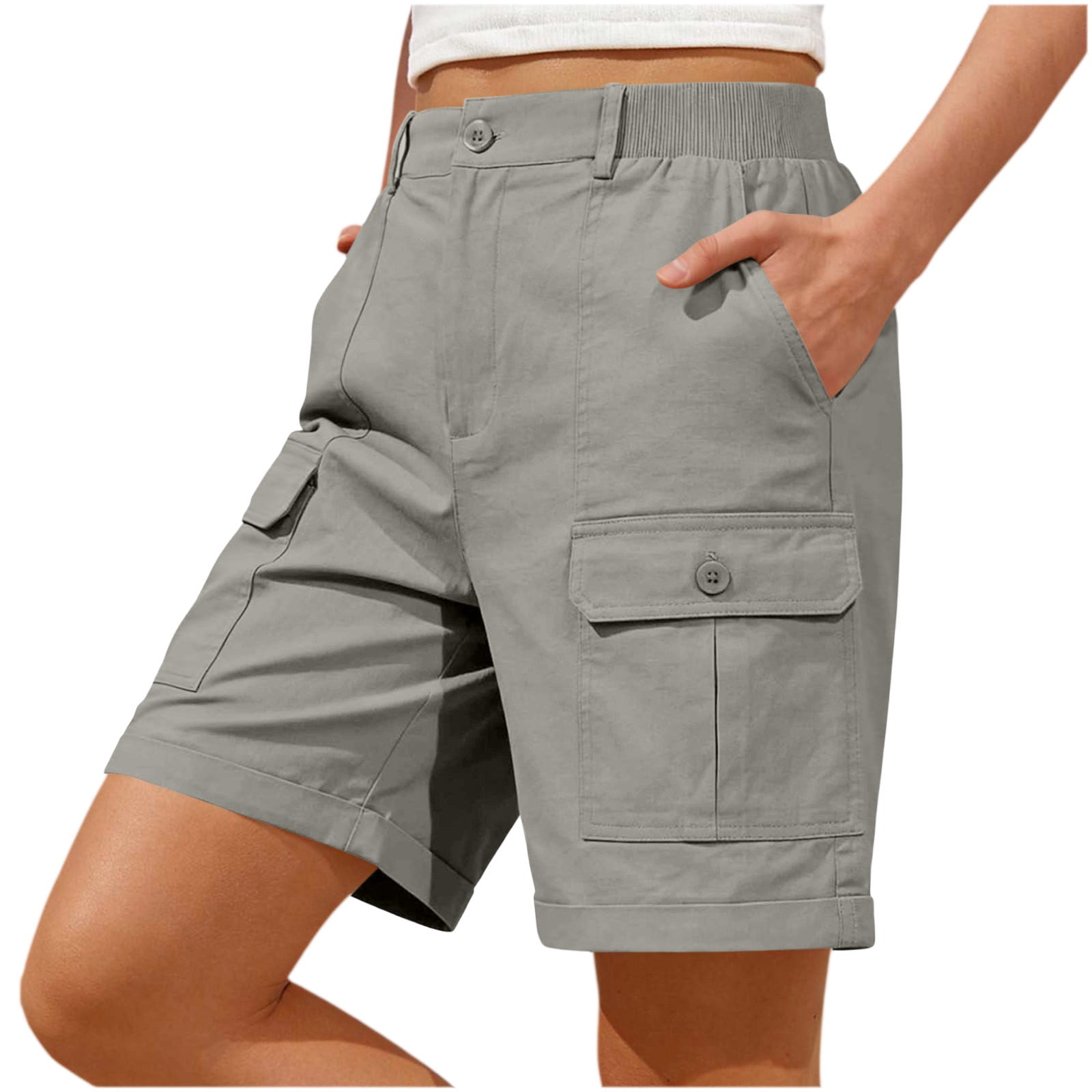 Cutuoiiu Casual Cargo Shorts for Women High Waist Loose Fit Shorts with ...