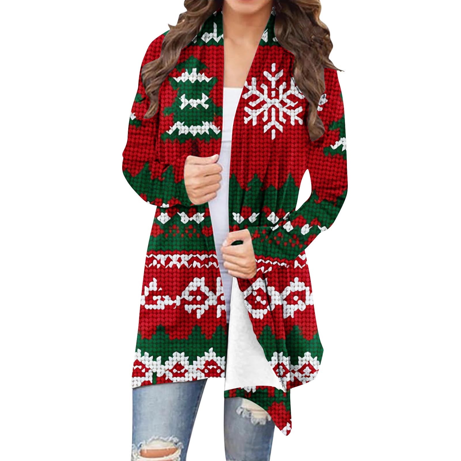 Cutuoiiu Christmas Cardigan for Women Long Sleeve Casual Prints Warm ...
