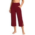 Cutuoiiu Summer Pants for Women Solid Color Capri Yoga Pants with Split ...