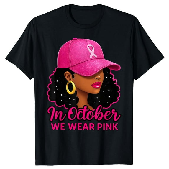 Cutuoiiu Women's Breast Cancer Awareness Ribbon Fashion Loose Round ...