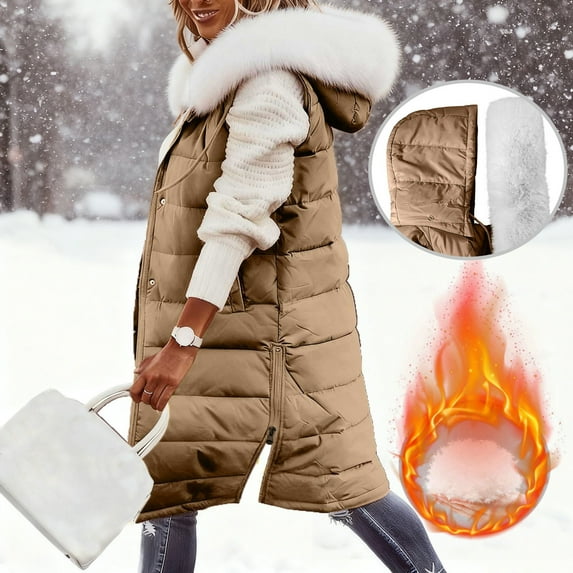 Cutuoiiu Women's Casual Winter Long Puffer Coats Stand Collar ...