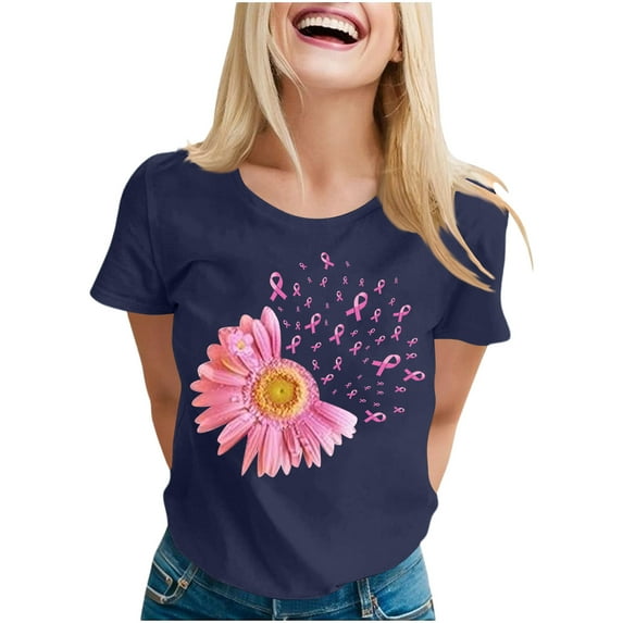 Cutuoiiu Women's Casual and Fashionable Breast Cancer Awareness Printed ...