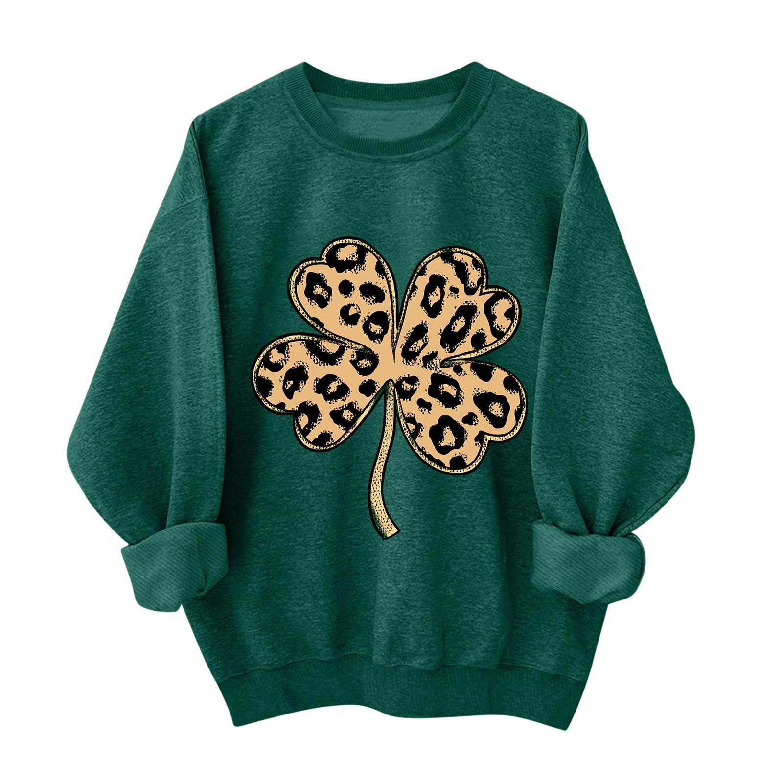 Cutuoiiu Women's Oversized Leisure Leaf Irish Shamrock St. Patrick's ...