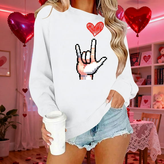 Cutuoiiu Women's Round Neck Casual Loose Long Sleeve Soft Sweatshirt ...