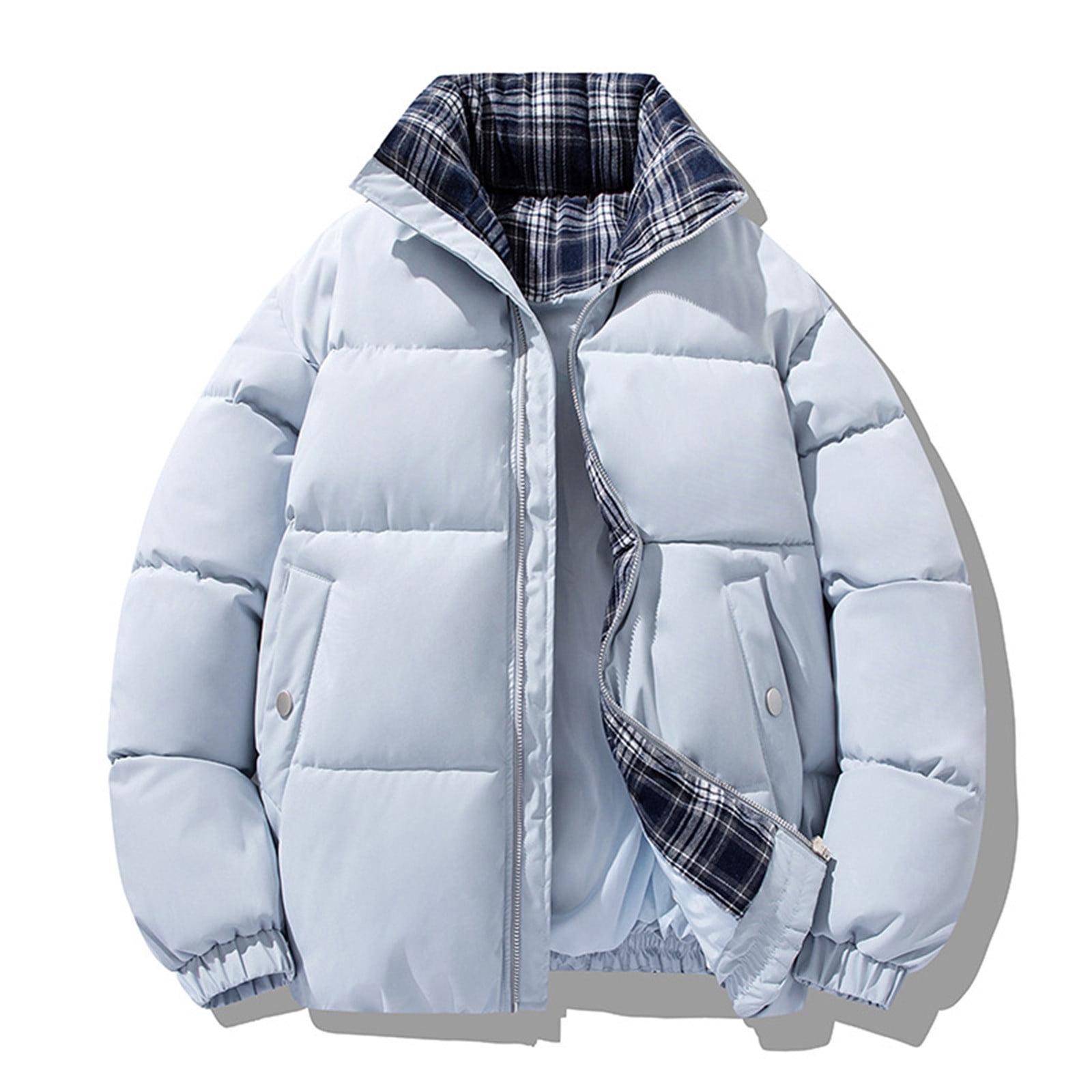 Cutuoiiu Women's Solid Color Zip-Up Stand Collar Quilted Coat with ...