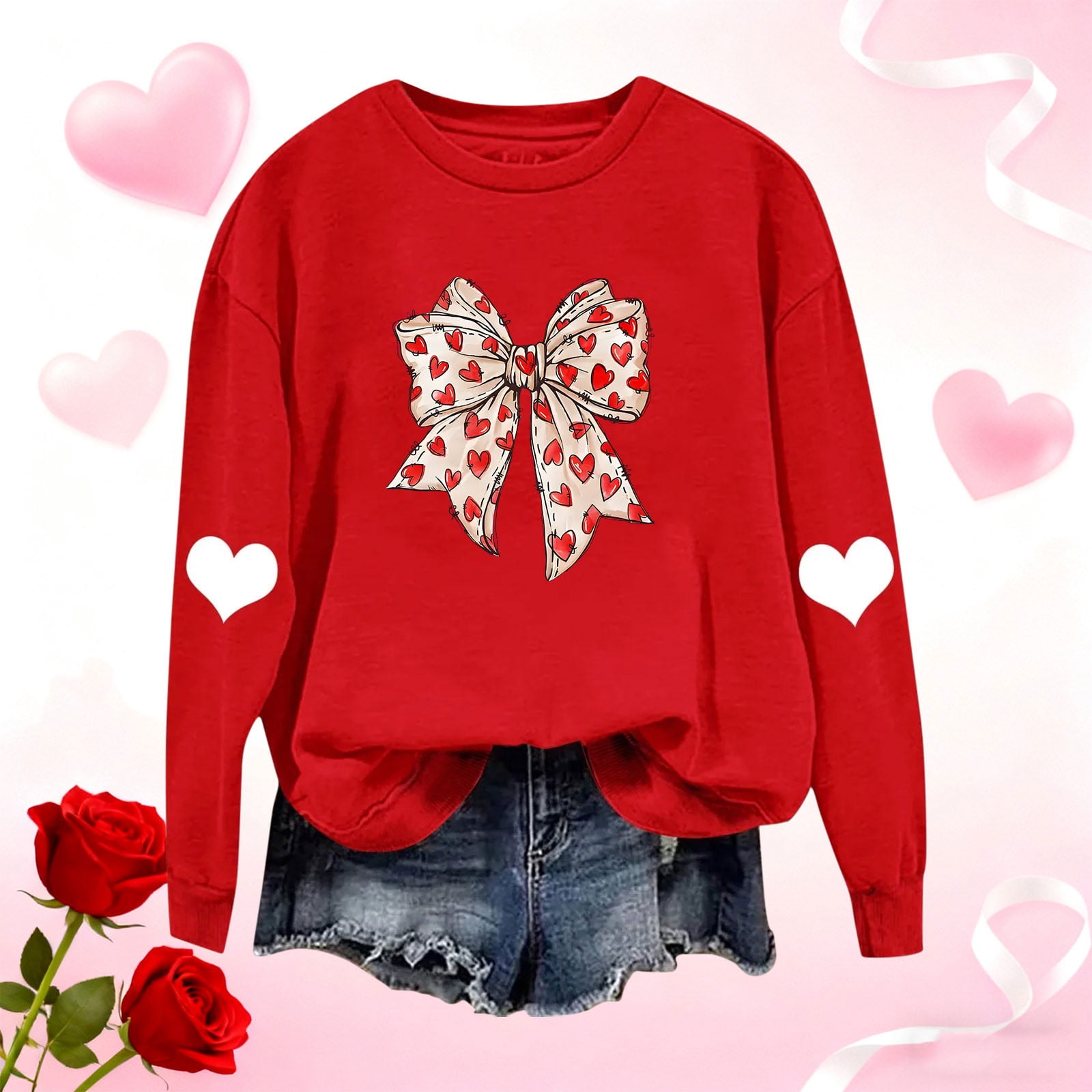 Cutuoiiu Womens Loose Print Green Holiday Trendy Crew Neck Long Sleeve ...