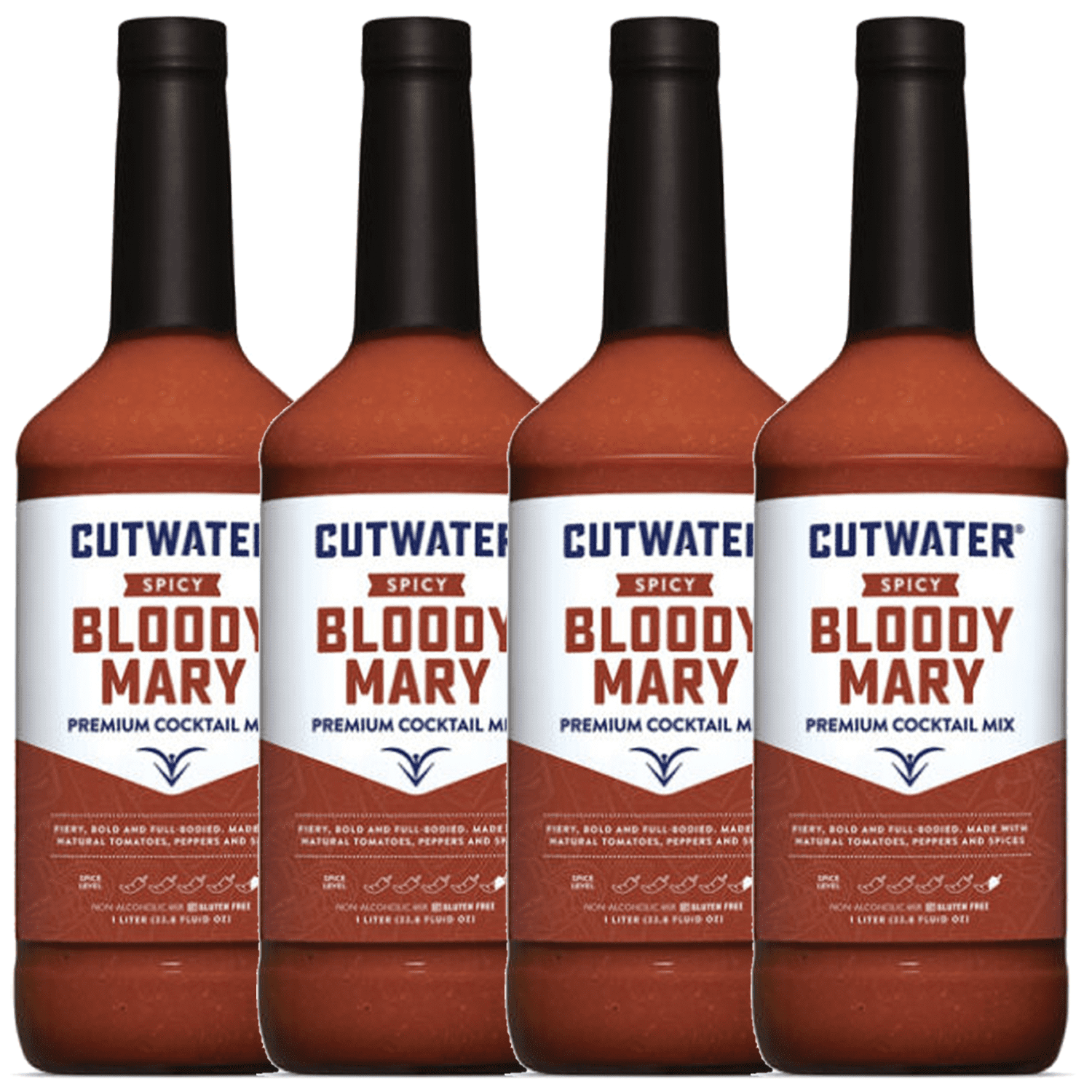 Cutwater Spicy Bloody Mary Mix 4 Pack - 1L Bottles- 25 Calories Fat ...