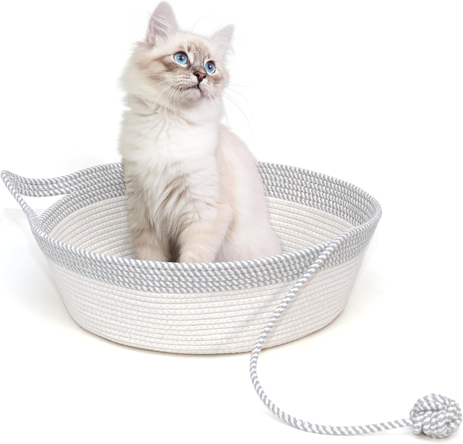 Cutypet Cat Basket, Virela Wicker Woven Cat Bed,Cotton Rope Weaving Pet ...
