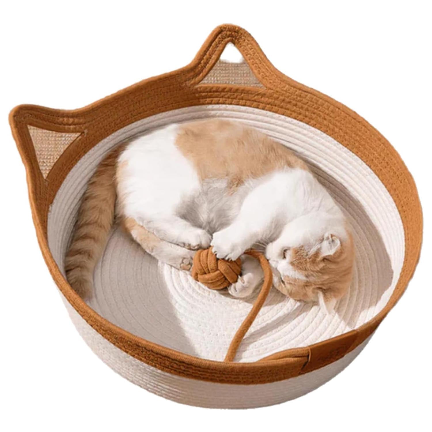 Cutypet Cat Basket, Wicker Woven Cat Bed, Cotton Rope Weaving Pet Nest ...