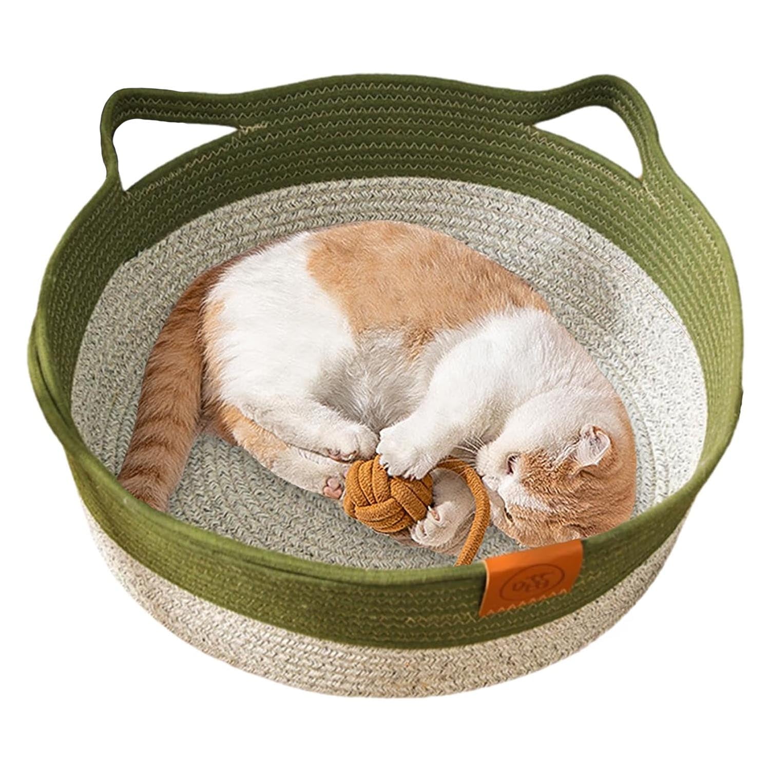 Cutypet Cat Basket, Wicker Woven Cat Bed, Cotton Rope Weaving Pet Nest ...