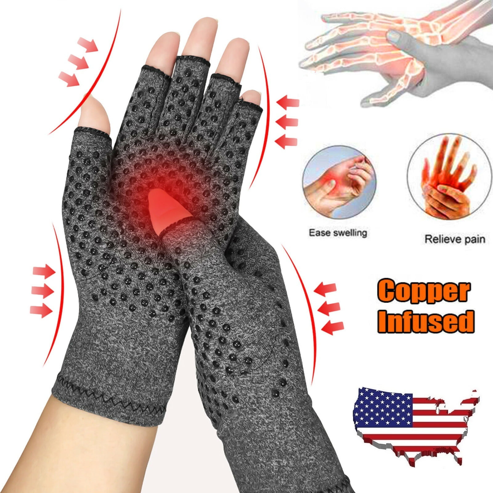 Cuuk Arthritis Copper Compression Gloves, Wraist Brace for Paim Relief ...