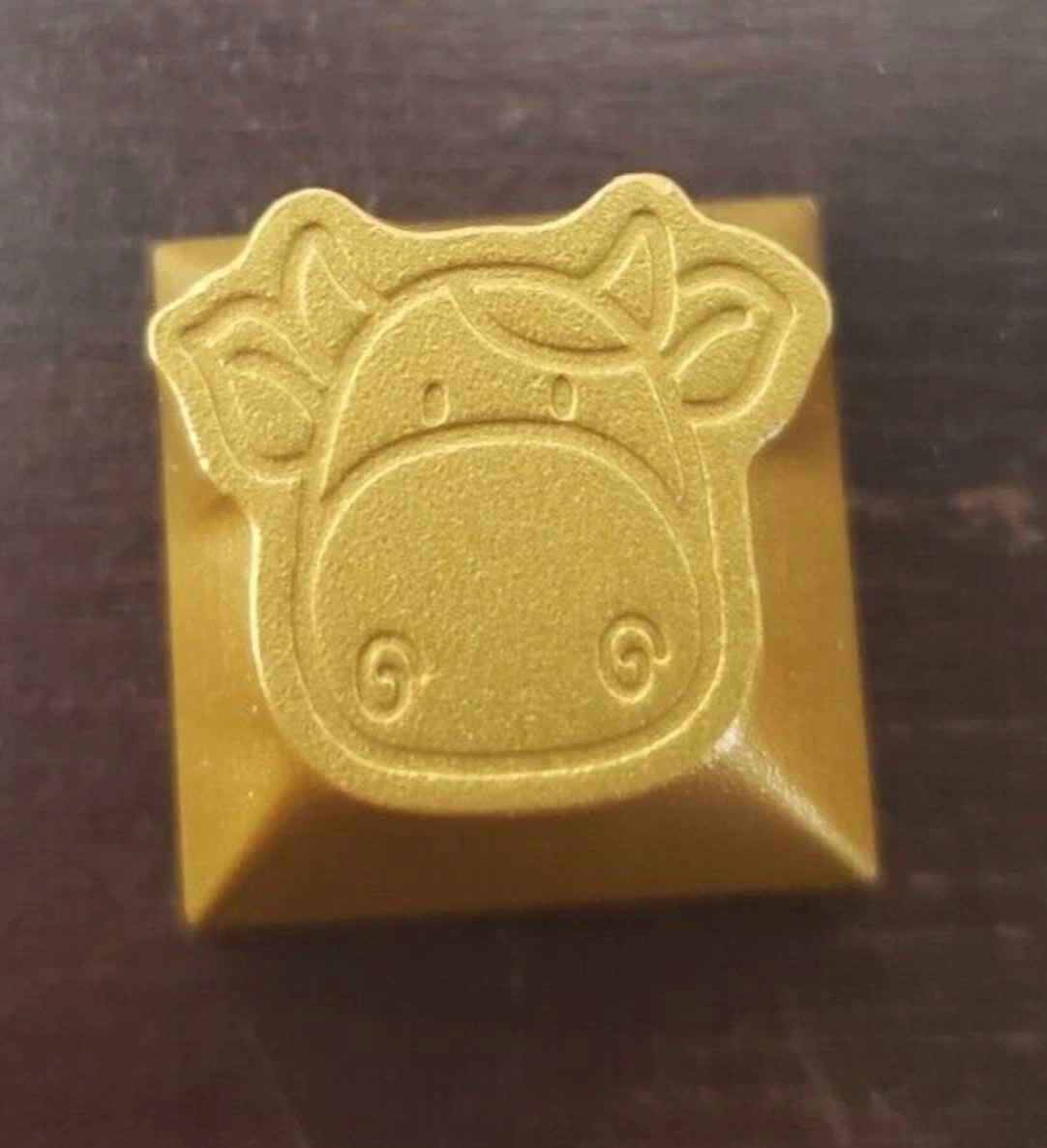 Cuxiu Gold Aluminum Alloy Cow Artisan Keyboard Keycap- Super Cute ...