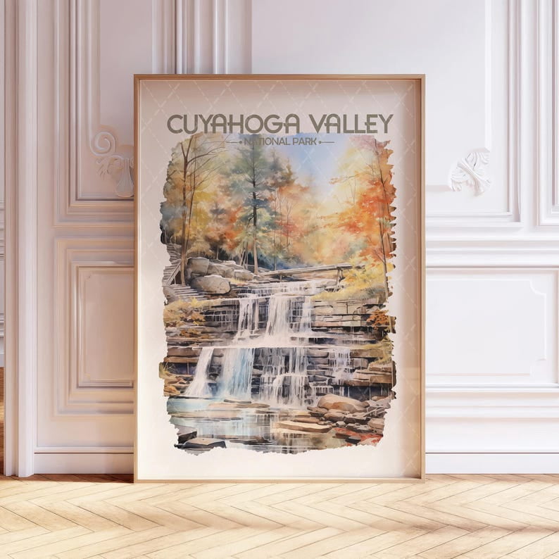 Cuyahoga Valley National Park Watercolor Travel Poster - US National ...