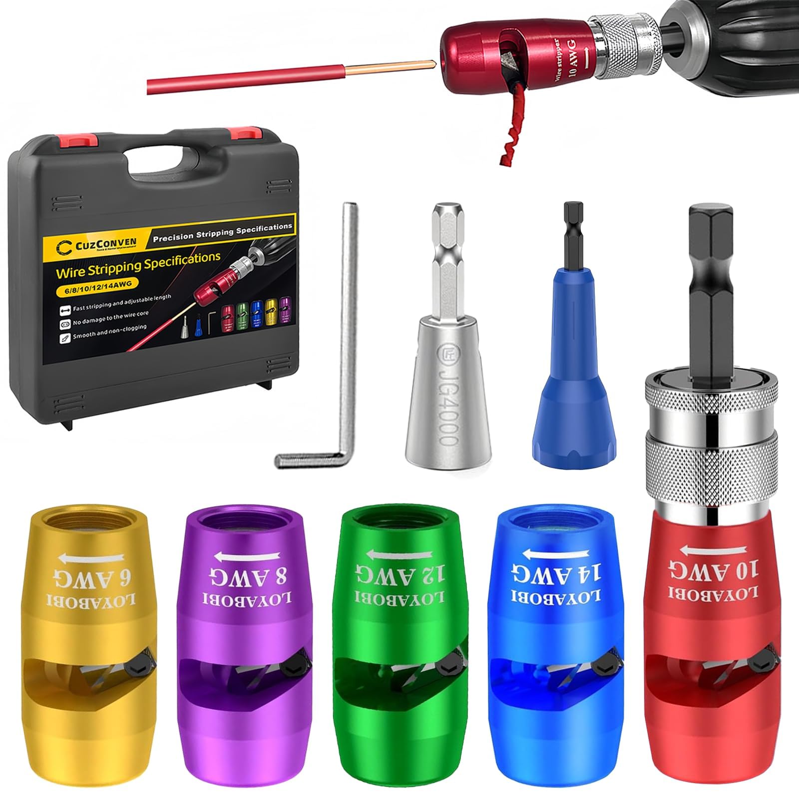 CuzConven Wire Stripper for Drill, 2025 Upgraded Wire Stripping Tool ...