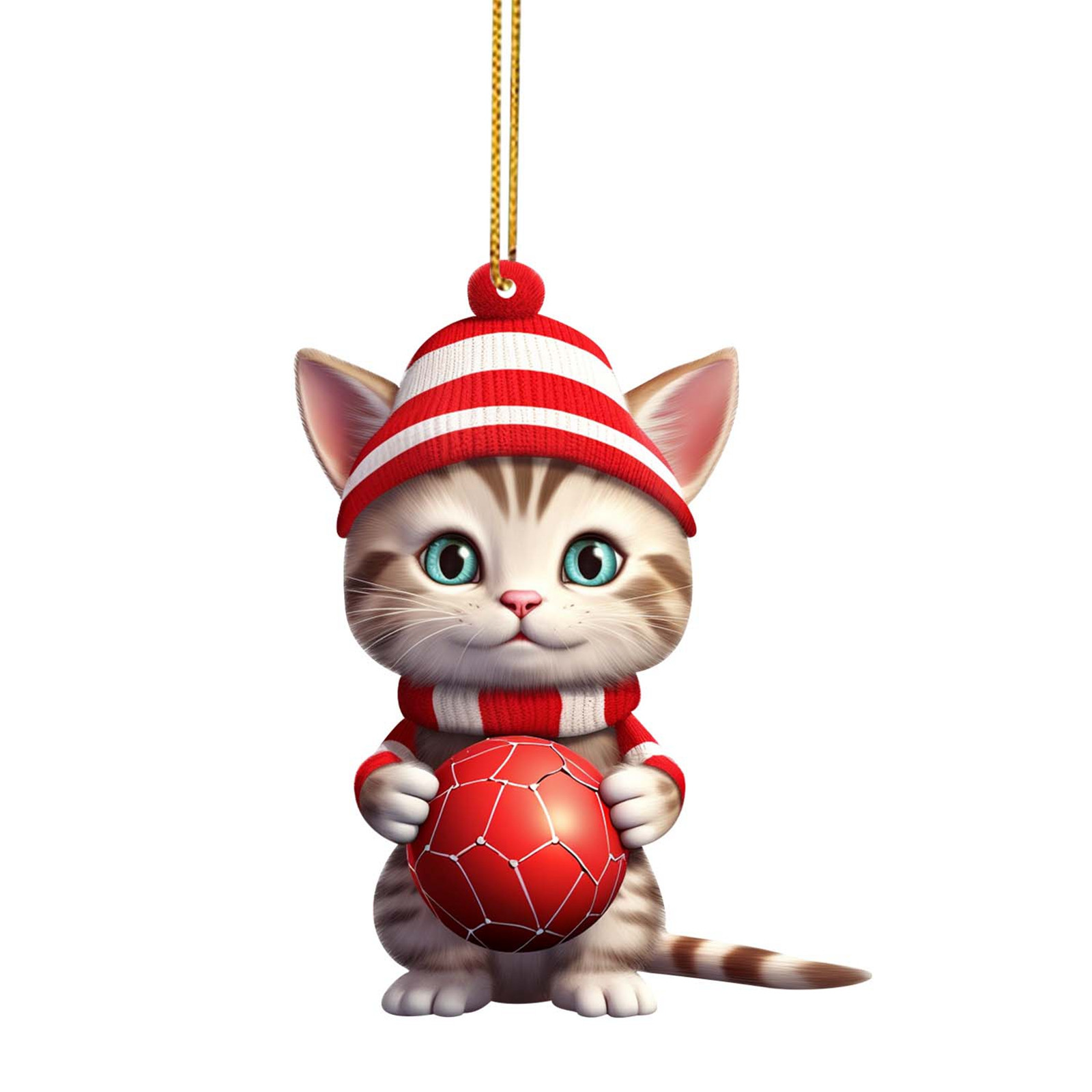 Cuzoo Funny Cat Christmas Tree Ornament - 2D Acrylic Double Printing ...