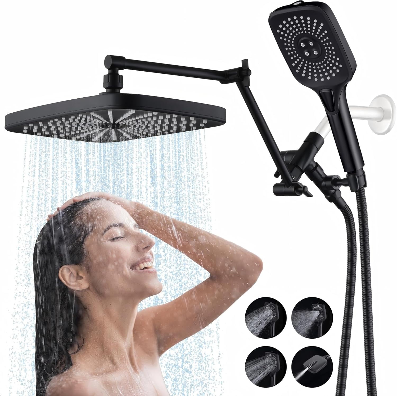 Cuzubro 12" High Rainfall Shower With Handheld , Waterfall Shower Heads ...