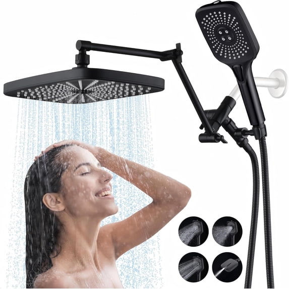 Cuzubro 12" High Rainfall Shower With Handheld , Waterfall Shower Heads ...