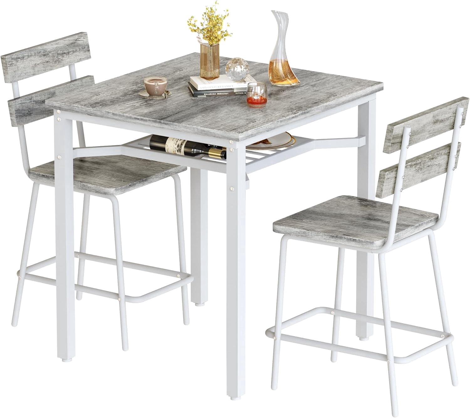 Cvortll 3-Piece Dining Table Set for 2,Wooden Farmhouse Dining Table ...