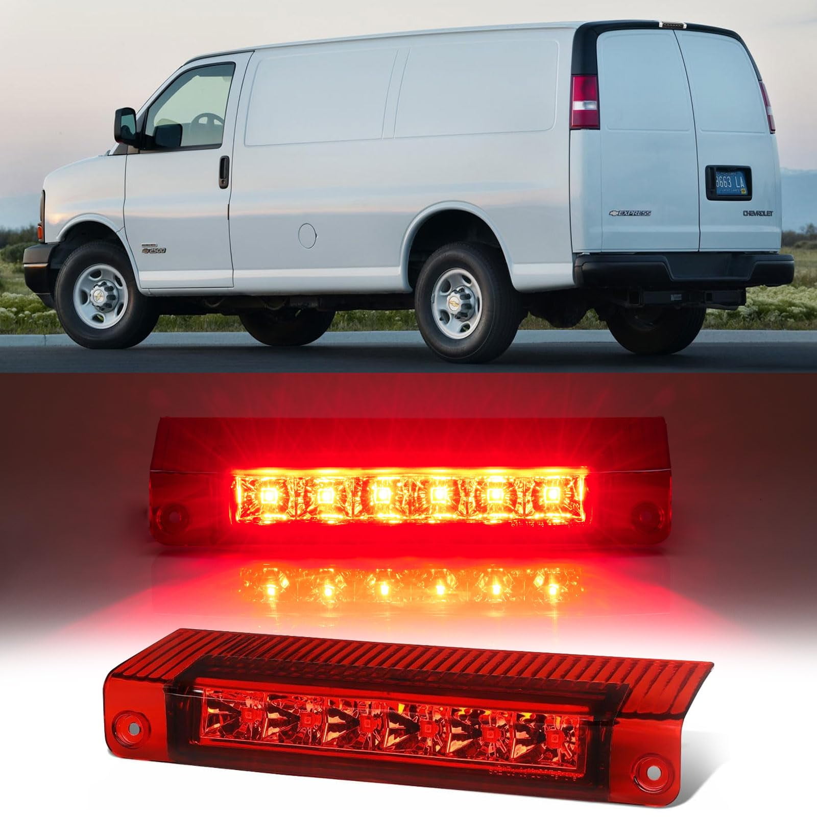 Cxdar Third 3rd Brake RRF12 Light LED for 2003-2017 Chevy Express, High ...