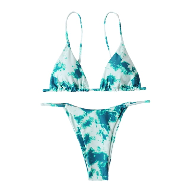Cxenplz Triangle Bikini for Women Tie-Dye Printing String Bikini Set ...