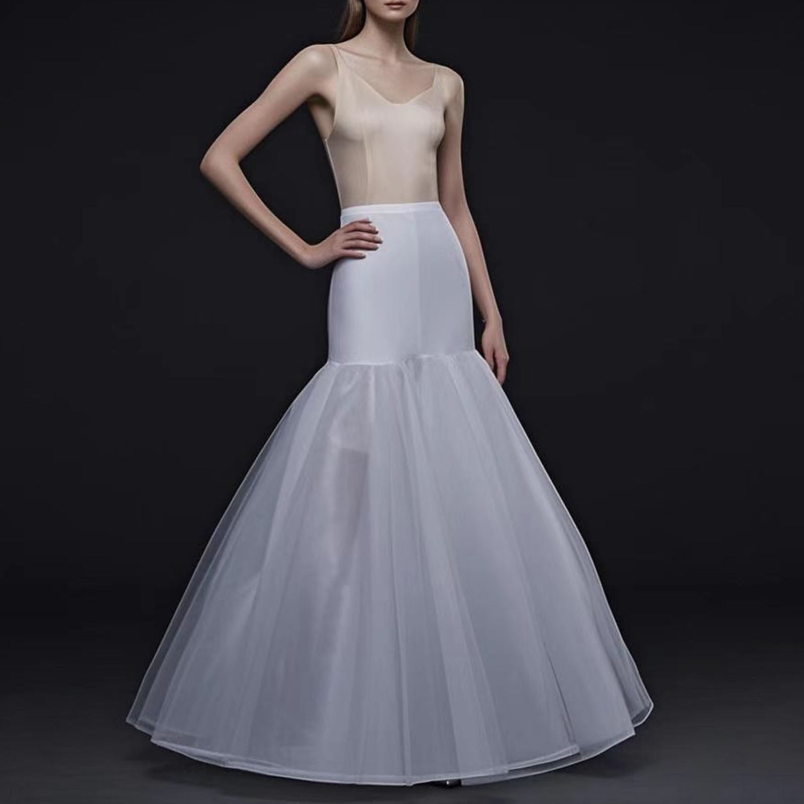Cxenplz Women's Mermaid Petticoat Crinoline Fishtail Wedding Skirt Half ...