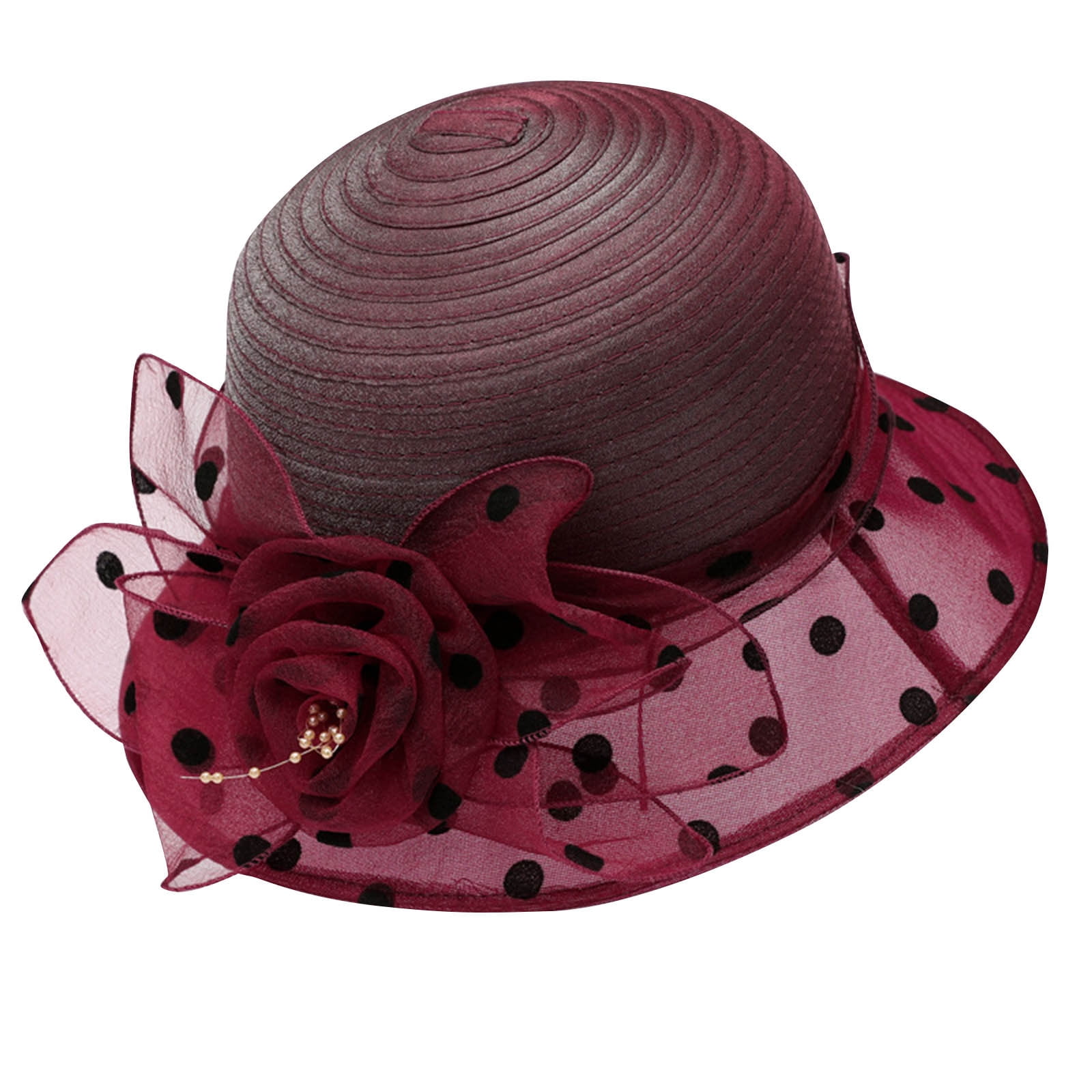 Cxenplz Womens Trendy Sun Hat Polka Dots Printing Ventilation Crisp Hat ...