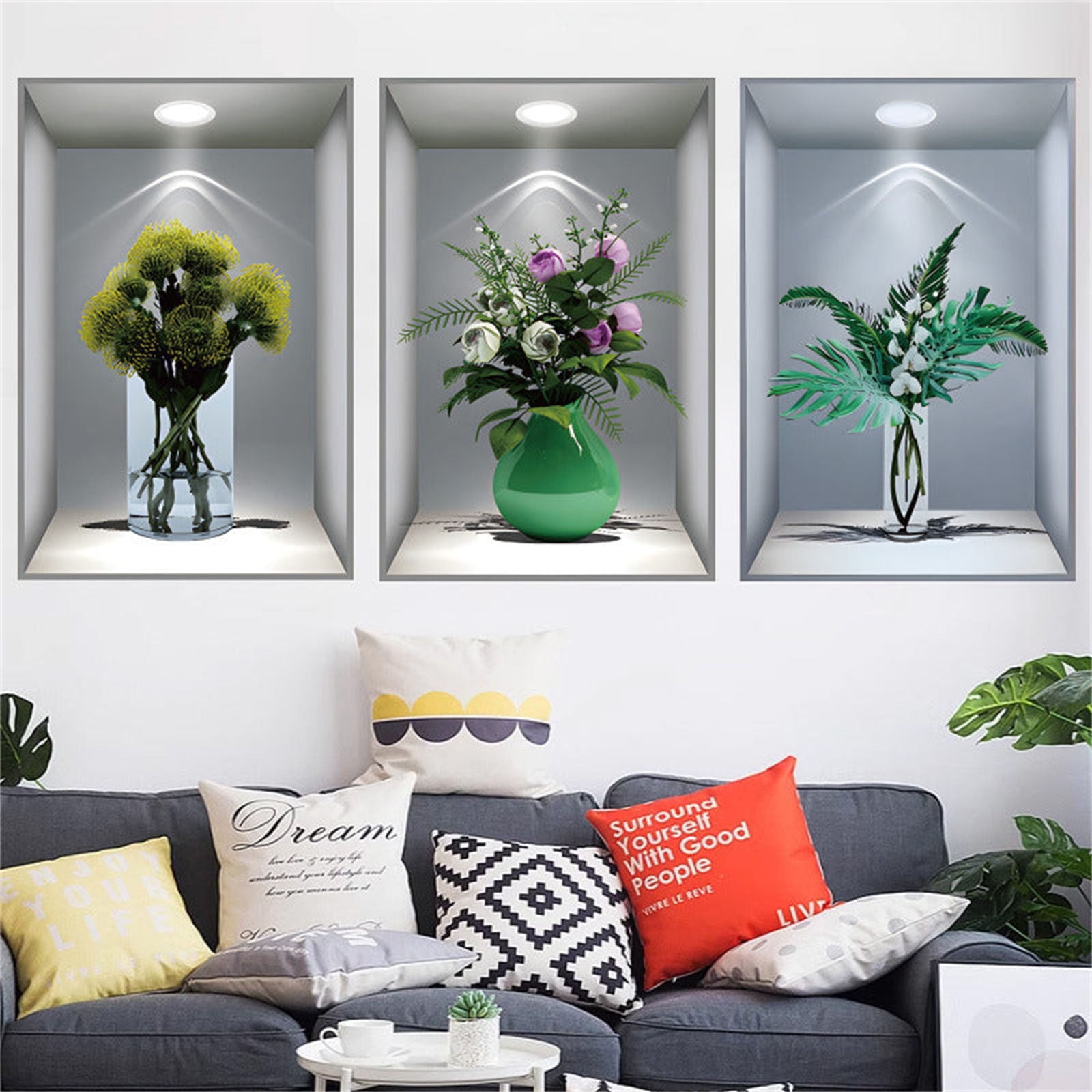 CxhicLuv 3D Plant & Flower Wall Decals, Decals, Lifelike, Removable ...