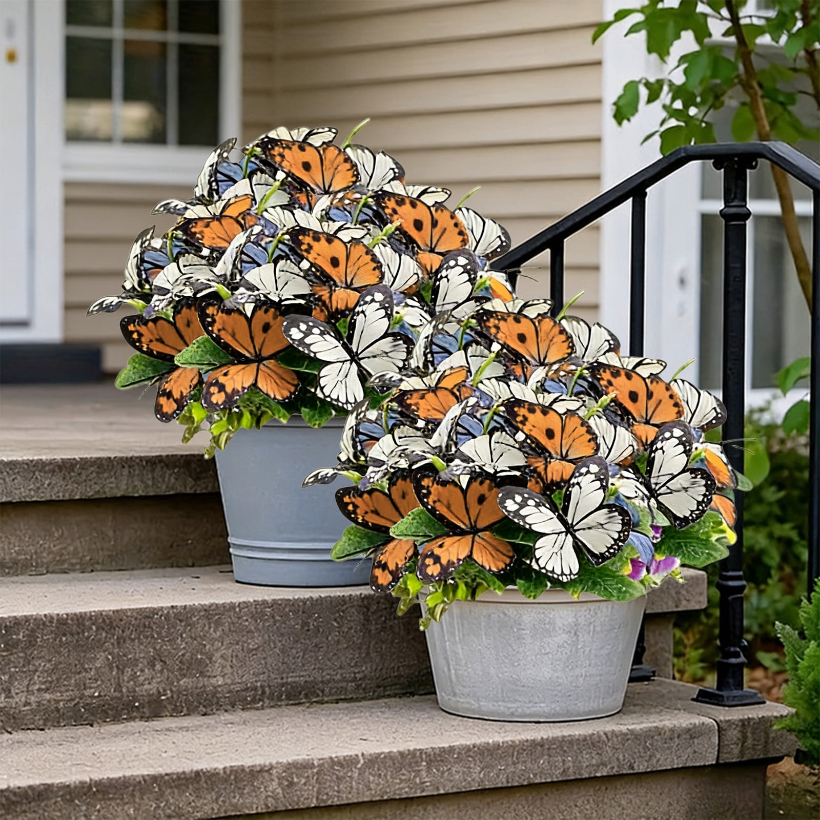 CxhicLuv Artificial Butterflies Floral Bouquet, Multi-Colored Plastic ...