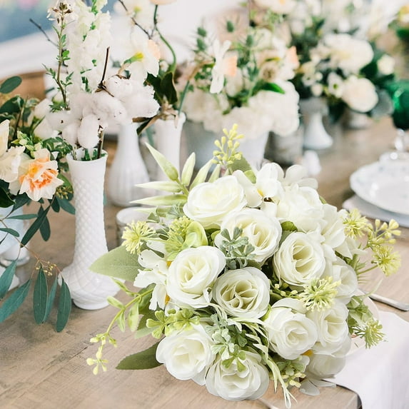 CxhicLuv Artificial Rose Bouquet, Multicolor Silk & Plastic Arrangement ...