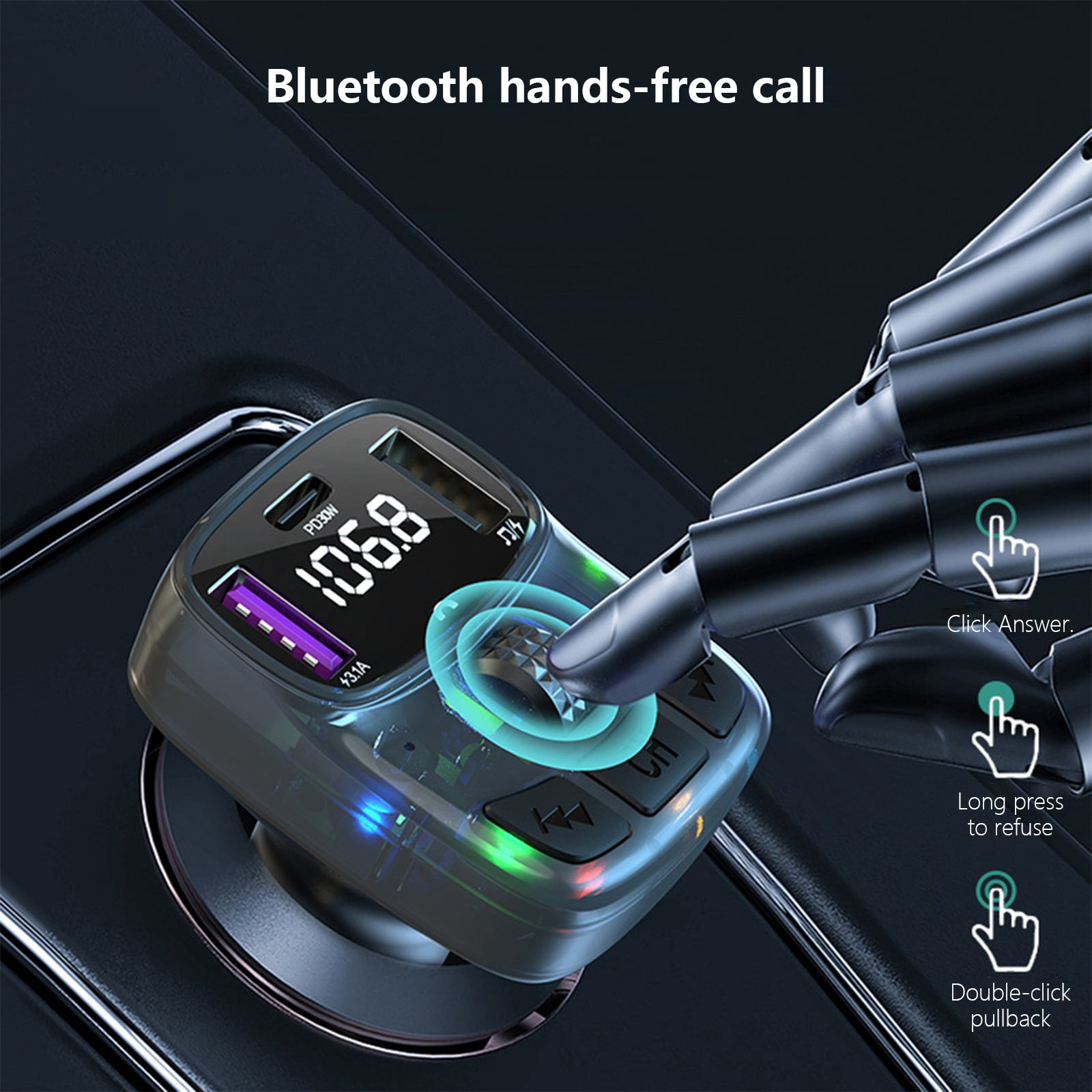 CxhicLuv Car Bluetooth Receiver, Lossless Sound Quality FM Transmitter ...