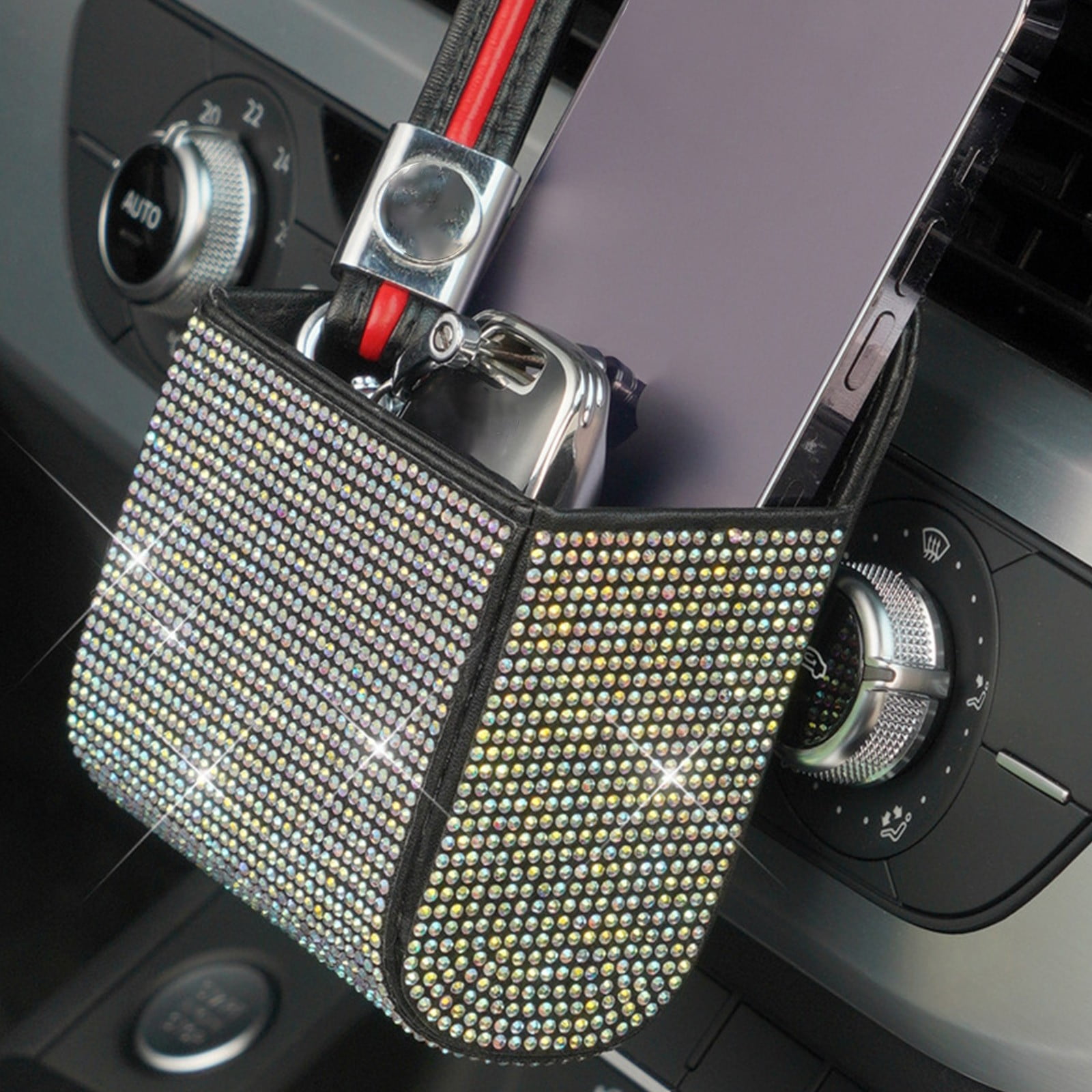 CxhicLuv Car Dashboard Organizer, Auto Leather Storage Box, Diamond ...