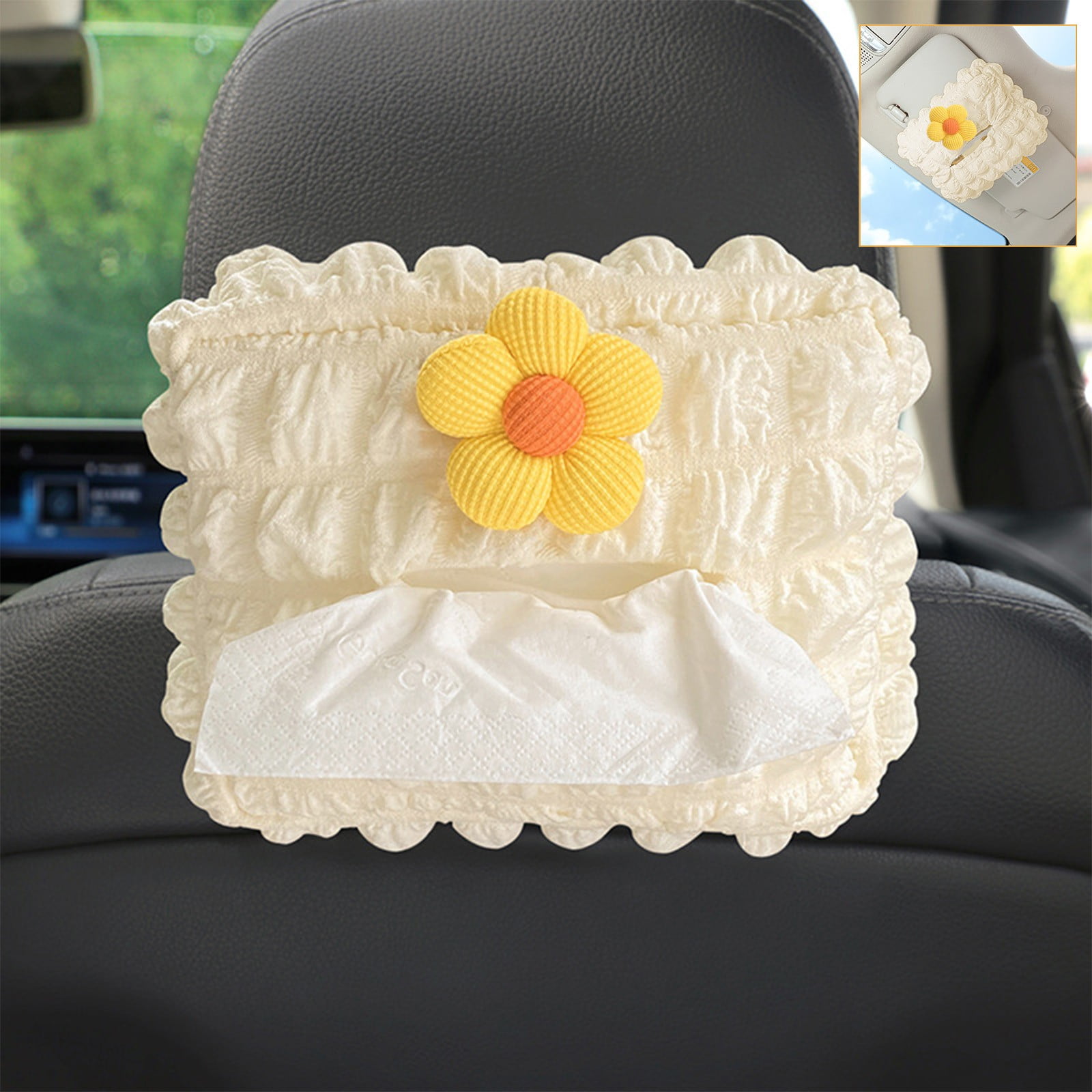 CxhicLuv Car Tissue Box, Auto Polyester Holder, Small Flower Decor ...