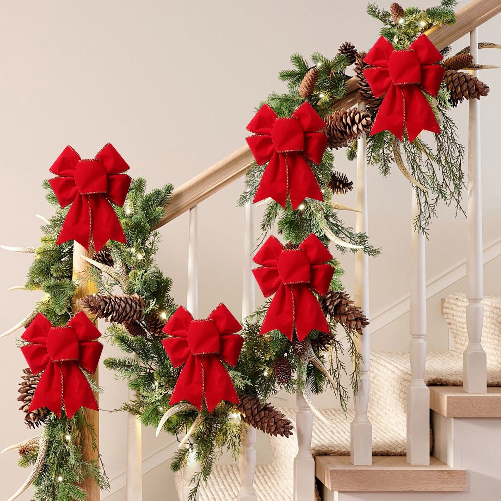 CxhicLuv Christmas Bows for Tree Decoration, Velvet Bow Pendant for ...