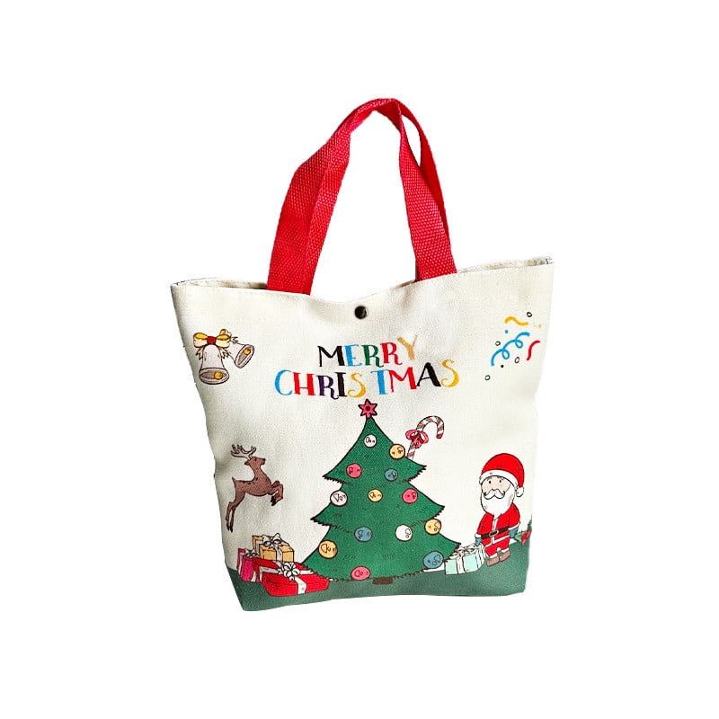 CxhicLuv Christmas Gift Bag, Reusable Canvas Tote for Candy & Apples ...