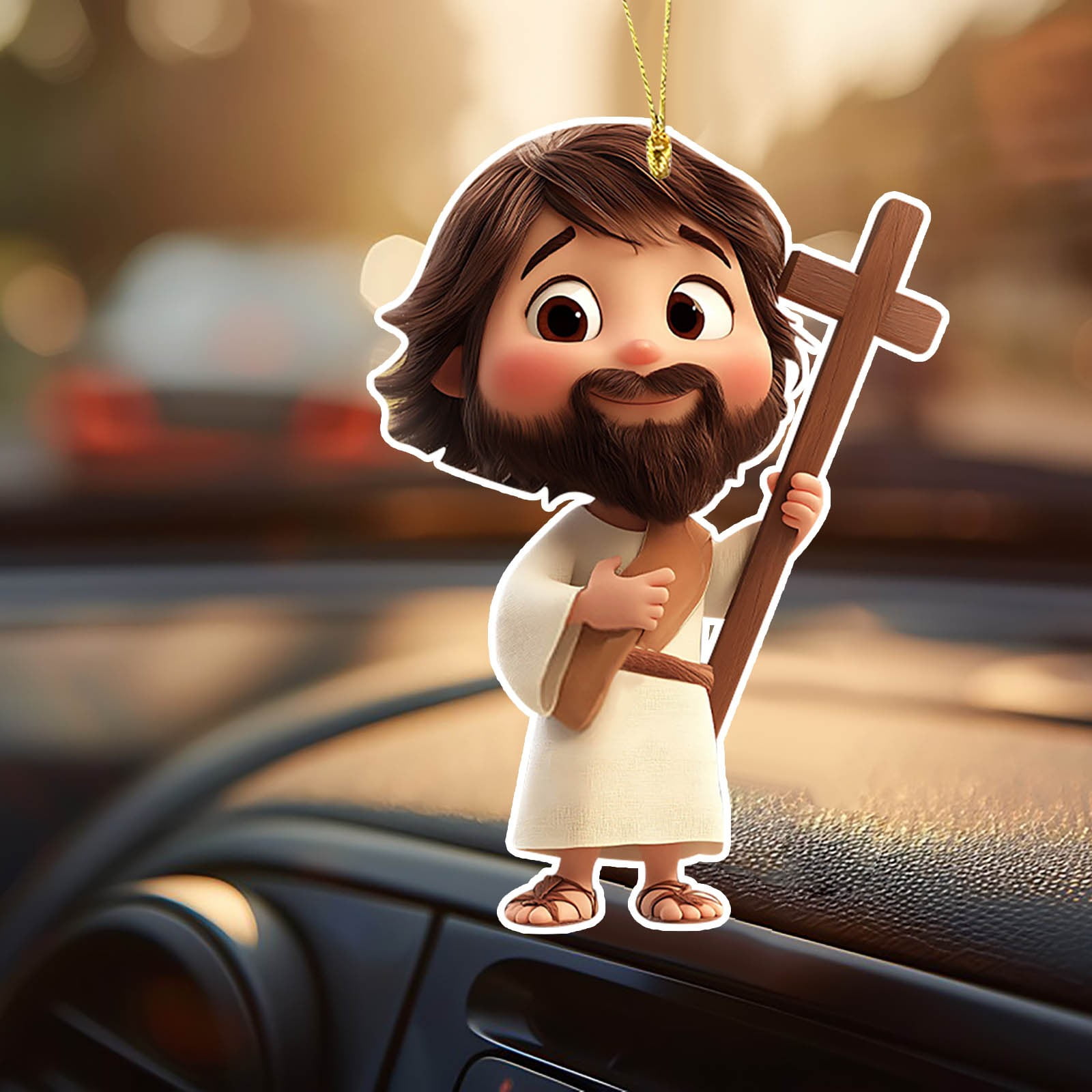 CxhicLuv Christmas Jesu Ornament, 2D Acrylic Backpack Car Pendant, Unique Design, Durable, Ideal ...