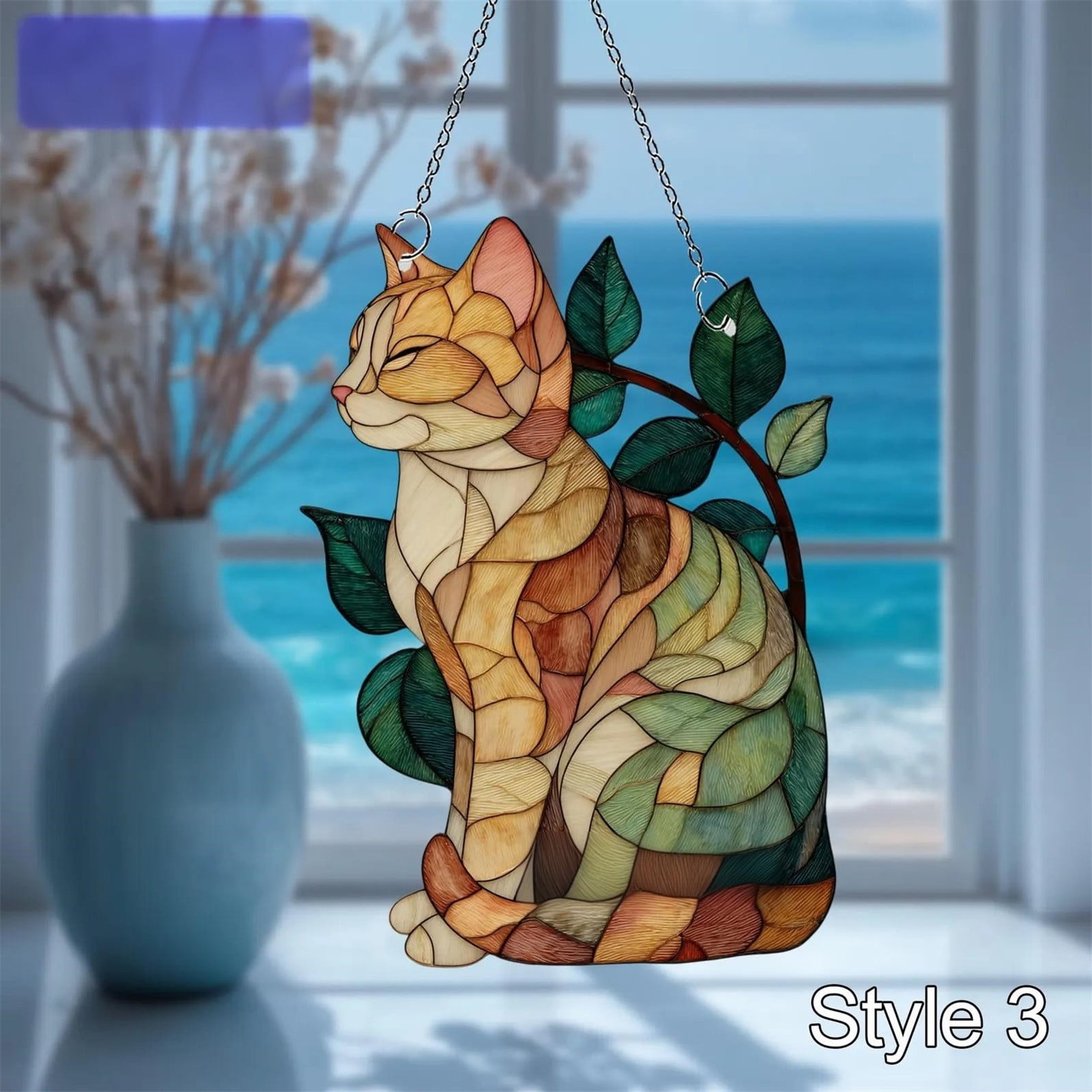 CxhicLuv Colorful Three-Faced Acrylic Window Decal, 2D Flat Pendant ...