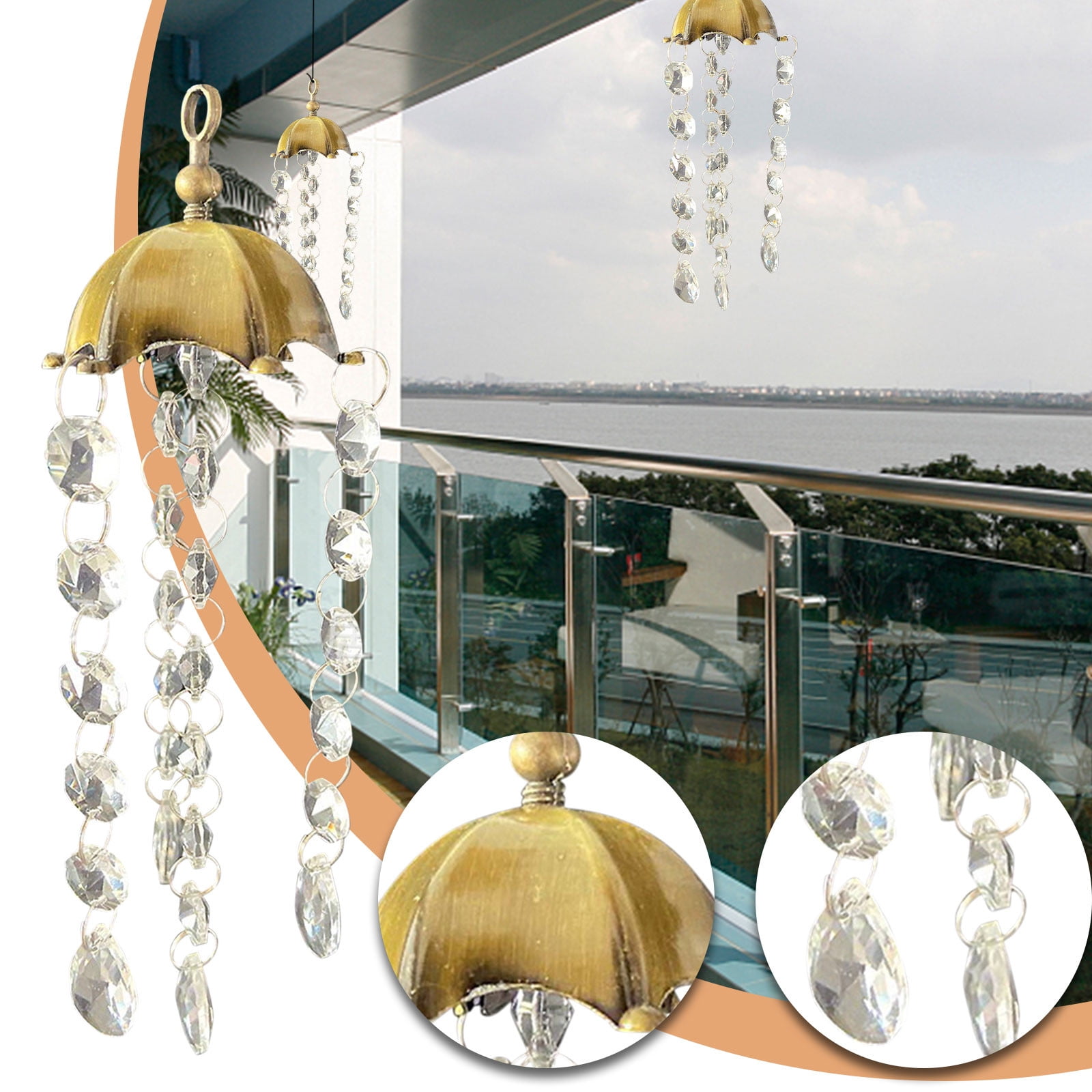 CxhicLuv Crystal Hexagonal Wind Chime, 9.8x2.5Inch Pendant for Indoor ...