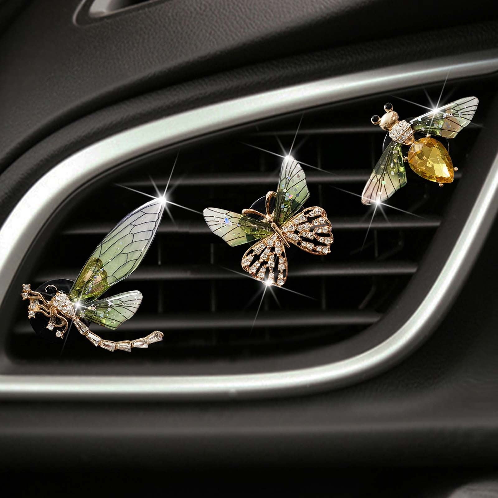 CxhicLuv Diamond Insect Car Vent Clips 3PC, Bling Crystal Design ...