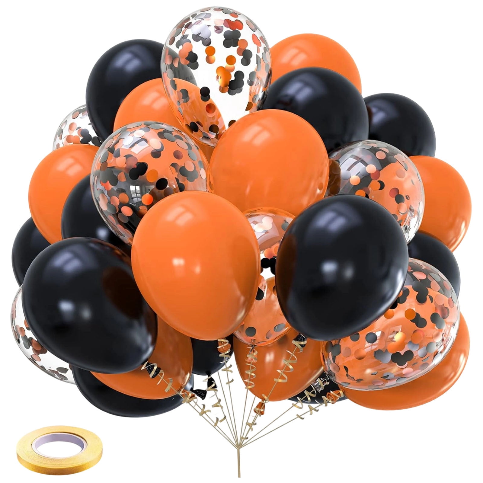 CxhicLuv Halloween Decorations, 12 Inch Black & Orange Latex Balloons ...