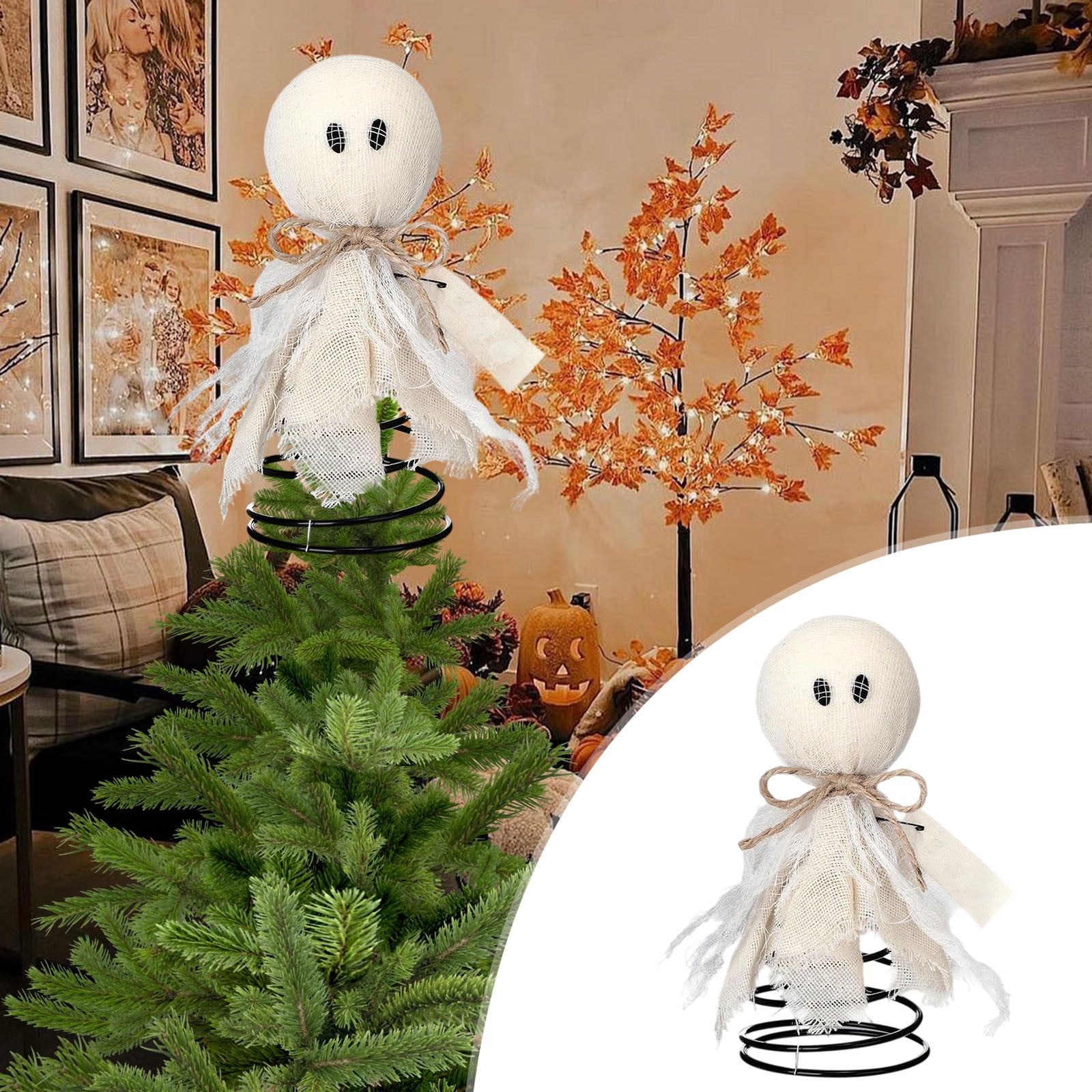 CxhicLuv Halloween Ghost Miniature Tree Topper, Cute Floating Velvet ...