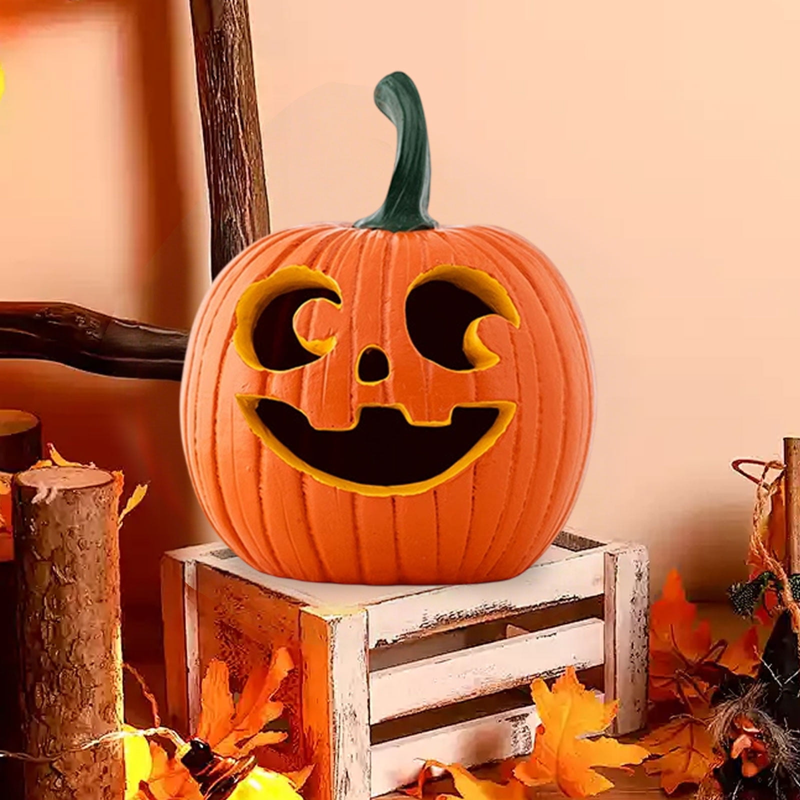 CxhicLuv Halloween Pumpkin Ornament, Resin Fall Decorative Figurine ...