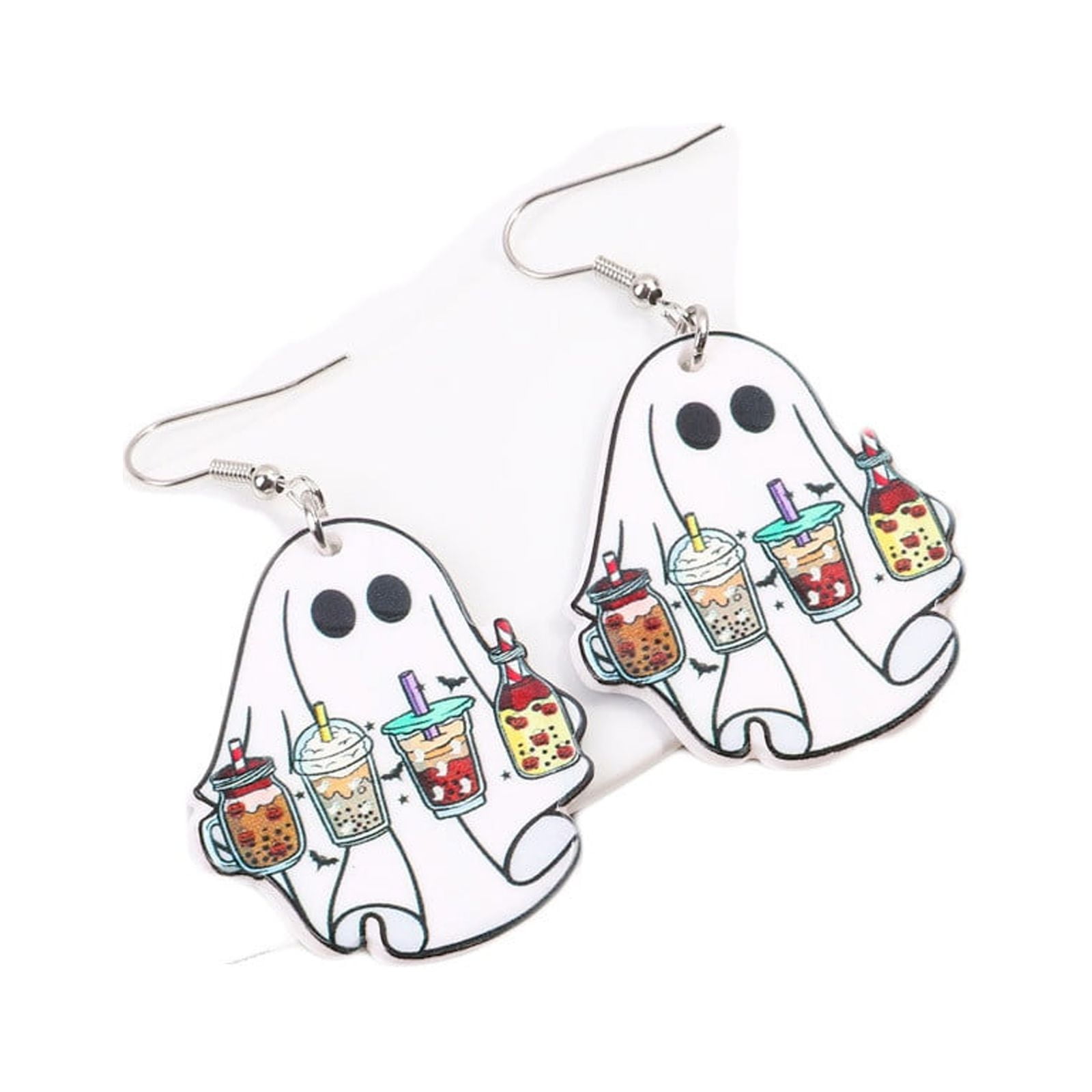 CxhicLuv Halloween Spooky Ghost Earrings, Acrylic Printed Design ...