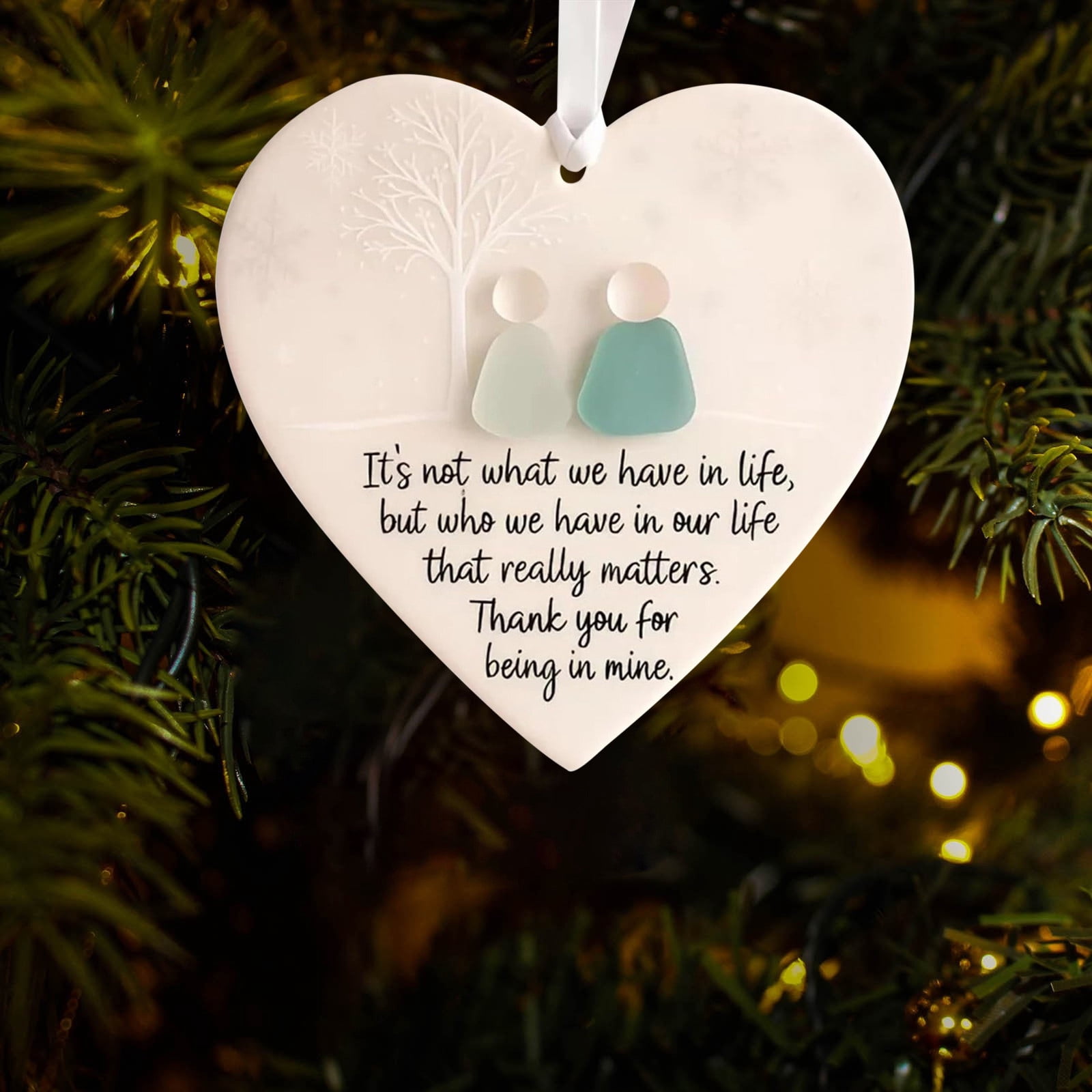 CxhicLuv Heart-Shaped Sea Glass Friendship Ornament, Handcrafted Sea ...