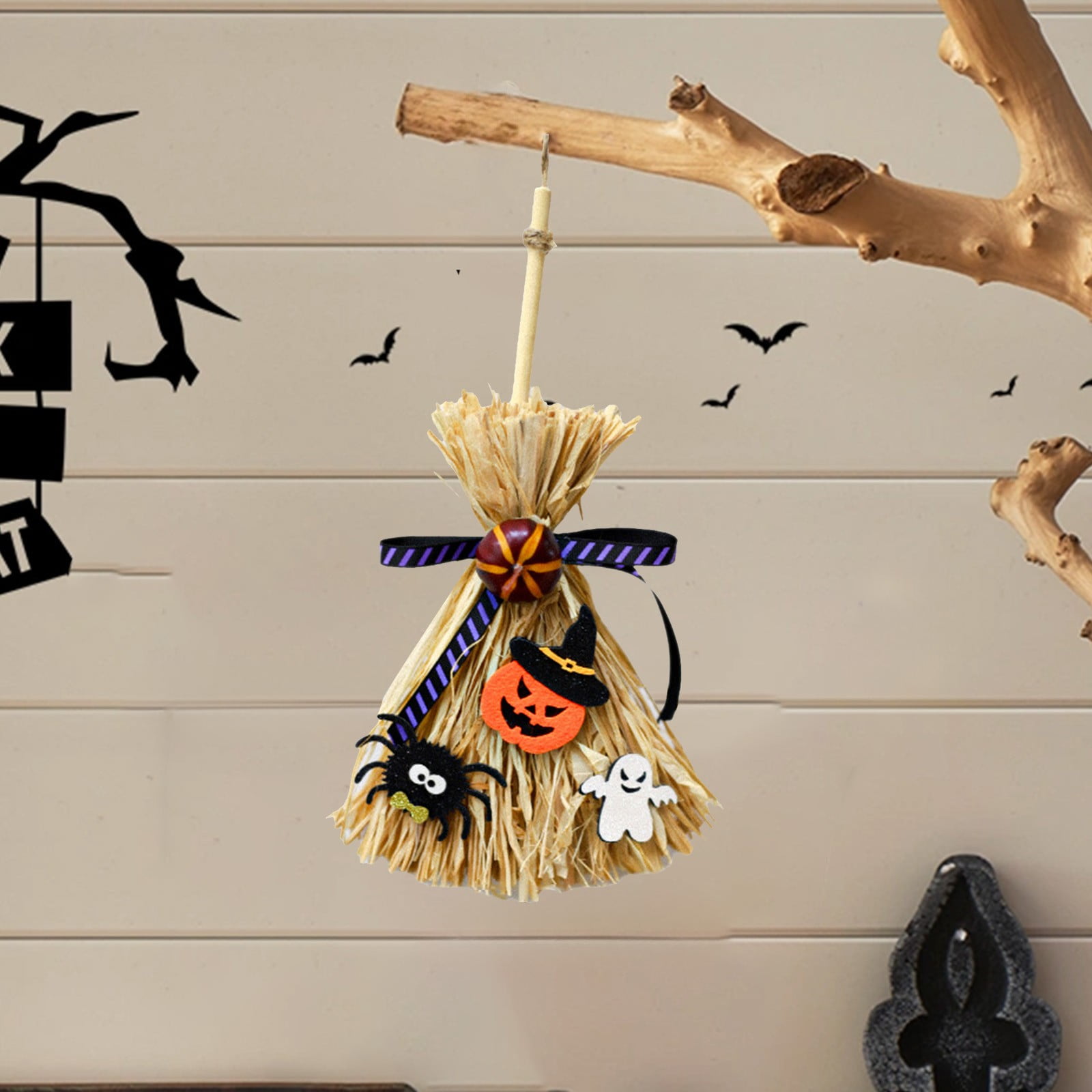 CxhicLuv Mini Decorative Halloween Brooms, Witchcraft Brush for ...