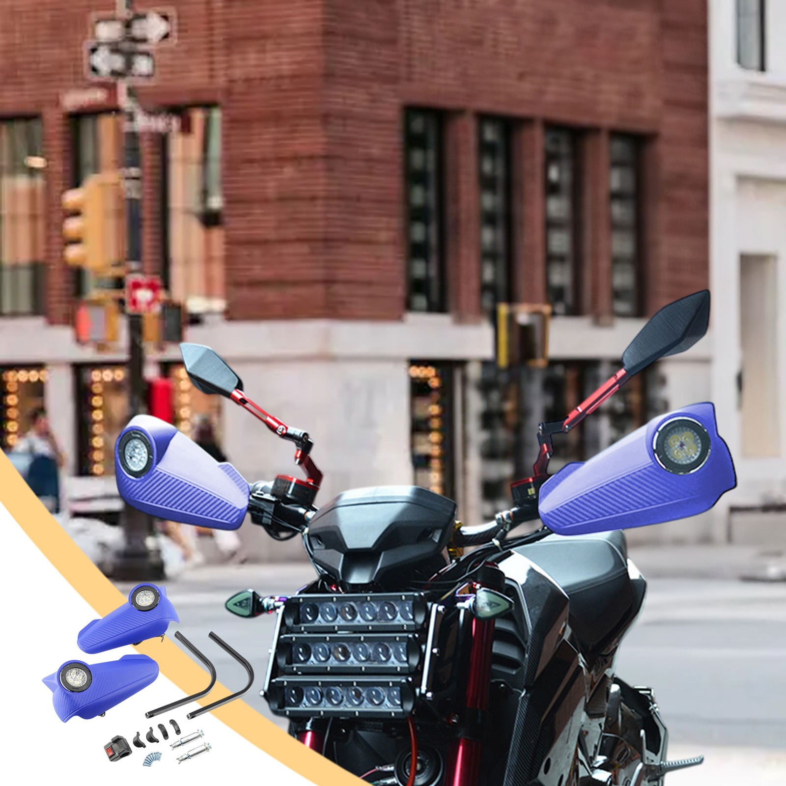 CxhicLuv Motorcycle Hand Guard, Bike Anti-Fall Protector, LED Light ...