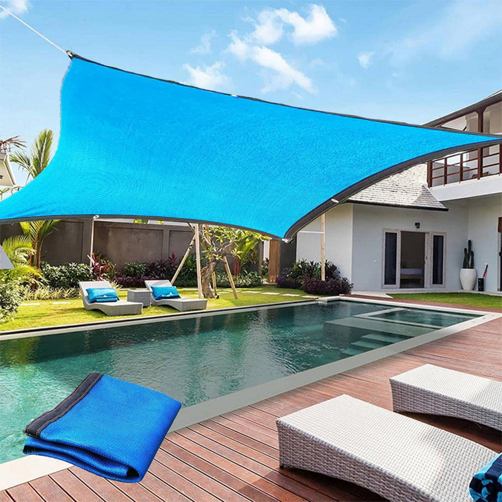 CxhicLuv Outdoor Blue Sun Shade, 78.7×118.1 Inch, Cool, UV - Resistant ...