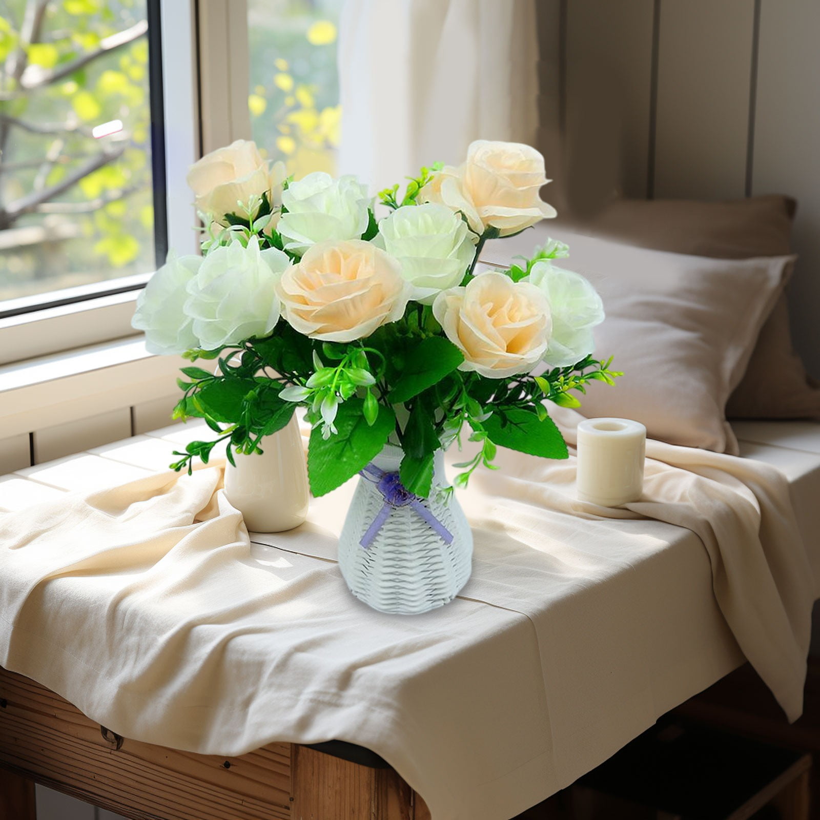 CxhicLuv Rose Bouquet, Artificial Flower, Mother's Day 6-Head Dining Table Decor Design, Mother ...