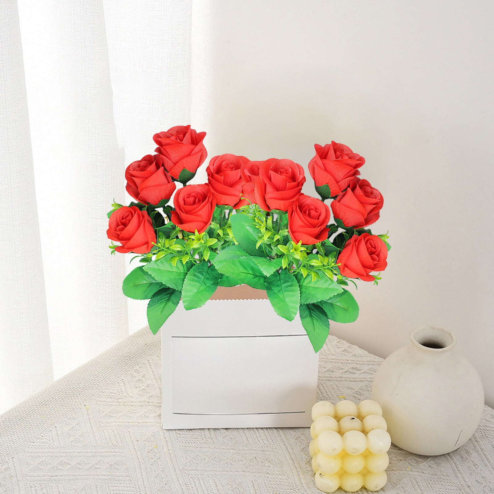 CxhicLuv Simulated Pomegranate Rose Bouquet, Artificial Floral ...