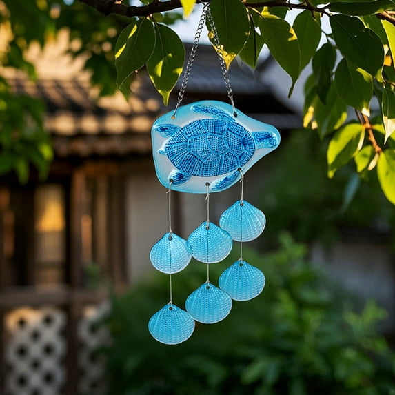 CxhicLuv Stained Glass Wind Chime Ornament, Multicolor Wrought Iron ...