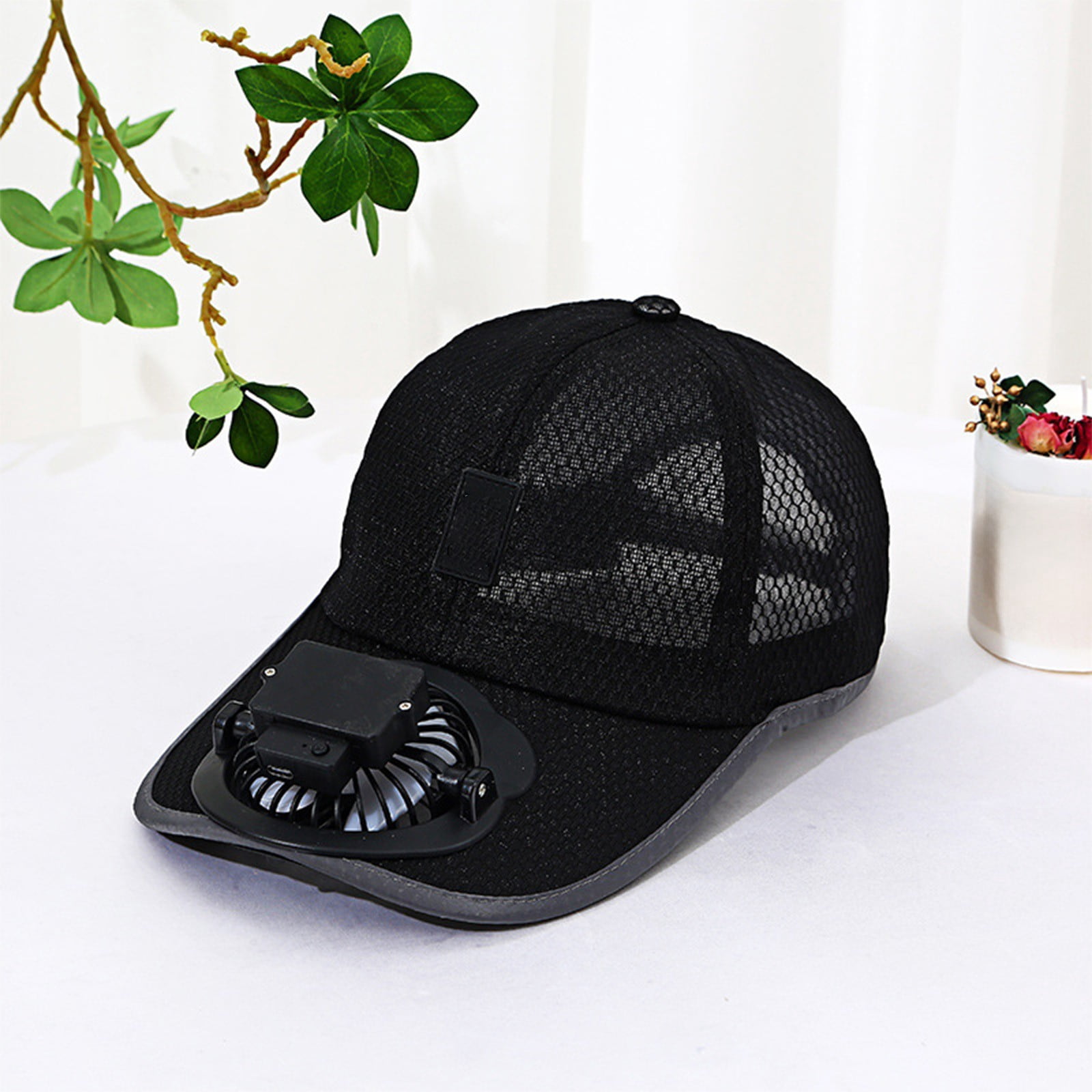 CxhicLuv USB Rechargeable Fan Hat, Polyester Mesh Sunshade Cap 21.3-23. ...